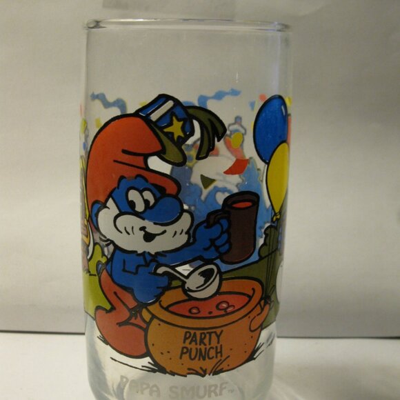 Dining | 1983 Peyo Smurfs Glass Party Punch Papa Smurf | Poshmark